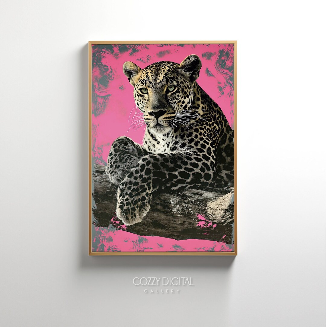 Cheetah Print, Pink Leopard Art Print, Boho Home Poster Decor, Blush Pink Wall Art, Minimal ...