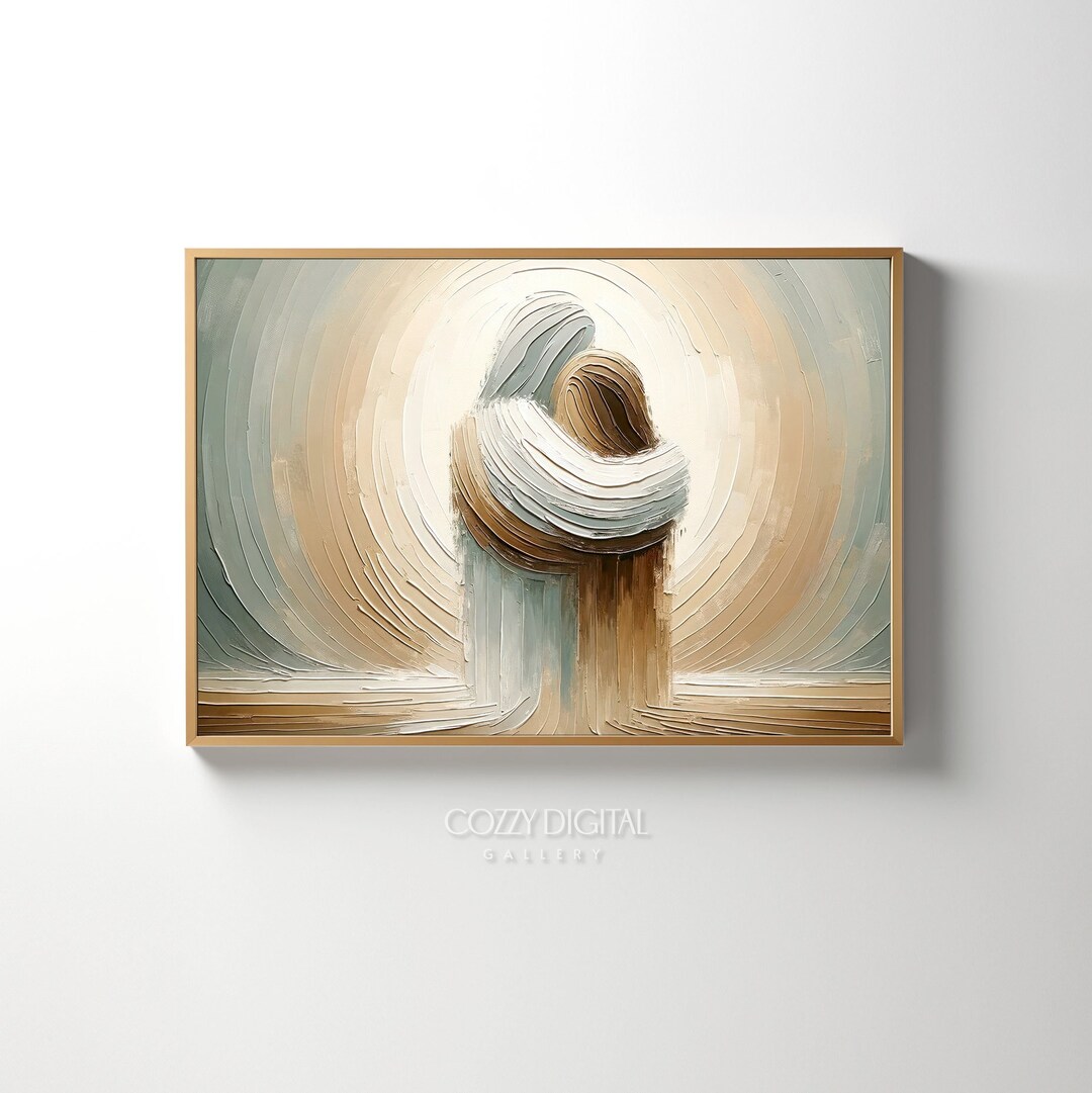 Holy Embrace Oil Painting Print, Jesus & Woman Portrait, Jesus ...