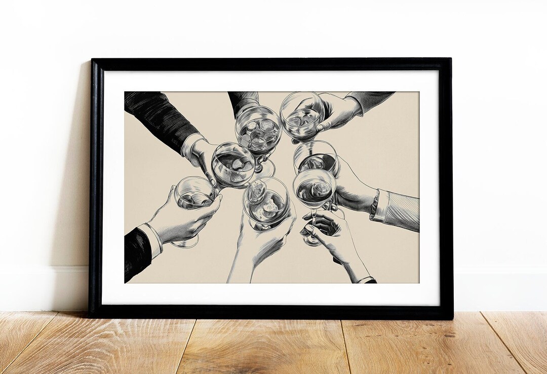 Cheers Print Wall Art | Bar Cart Wall Decor | Cheers Sign | Bar Cart Accessories | Bar Cart Art ...