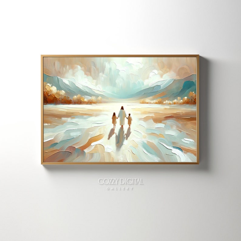 Jesus Christ Walking With Children Bible Art Christian Gift Art Jesus ...