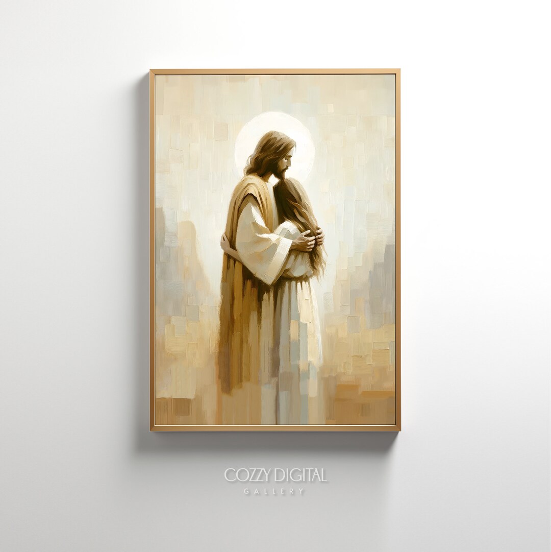 Jesus Embracing a Woman | Jesus Christ Art Gift | Beauty Bible Art ...