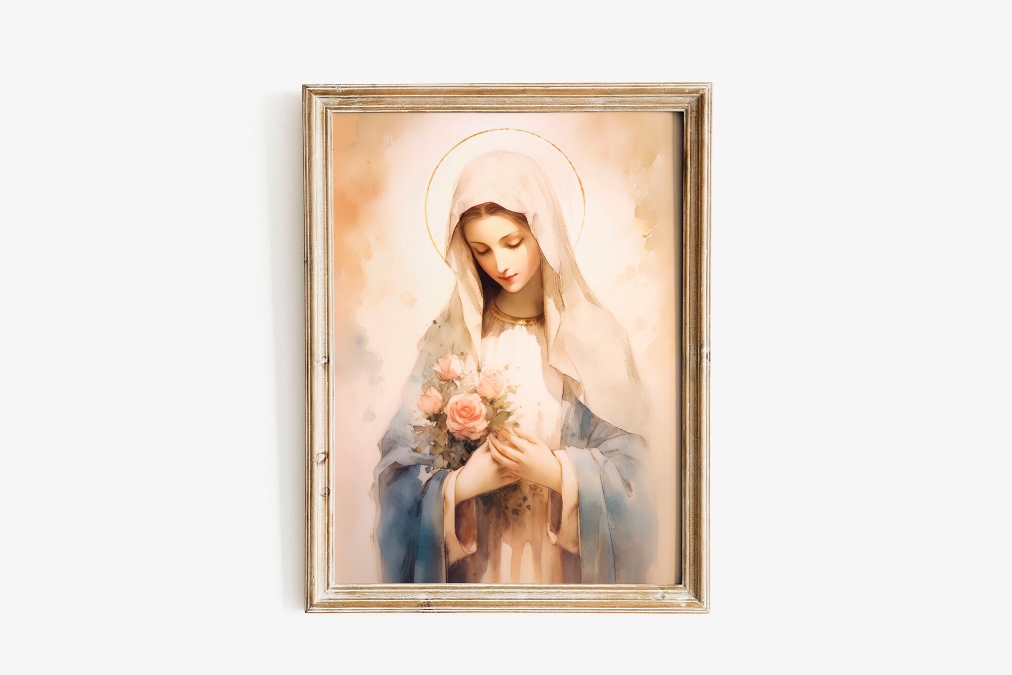 Blessed Virgin Mary Watercolor Art Mary Our Mother Bible - Etsy