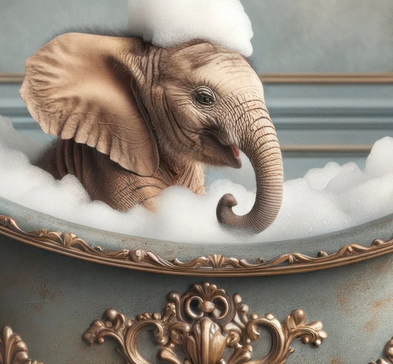 Cute Elephant in Tub Printable Wall Art Elephant Photo Elephant Art ...