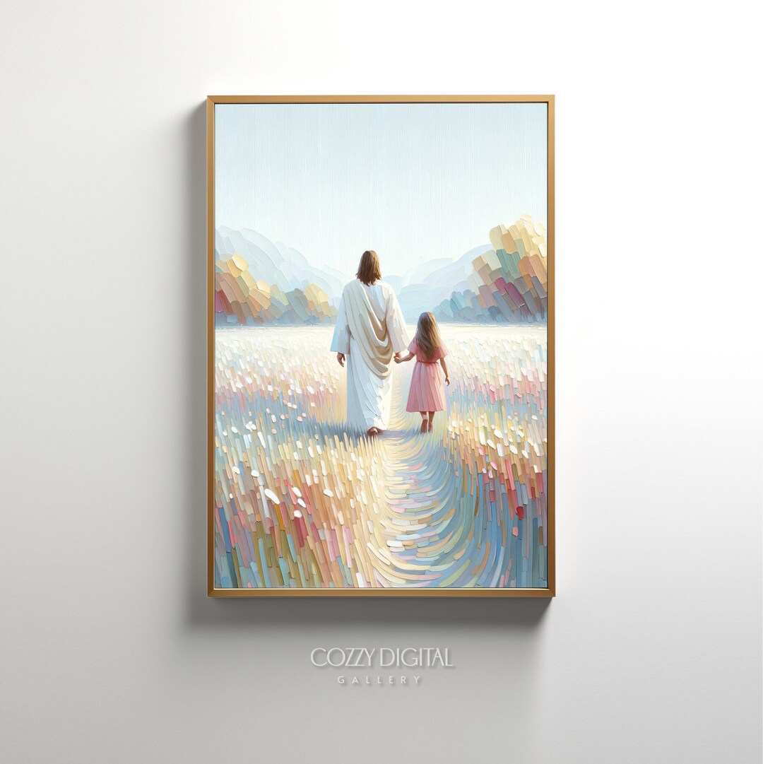 Girl Walking With Jesus | Jesus Christ Walking | Bible Art | Christian Art | Jesus Painting ...