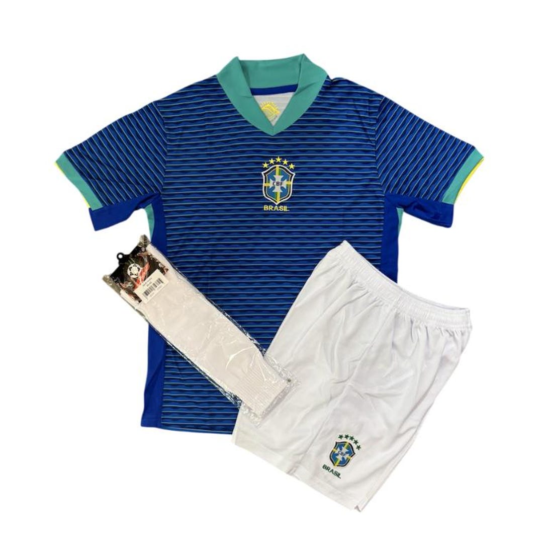 Full Team Uniform Brazil Away Blue Adult Soccer Uniform Set ...