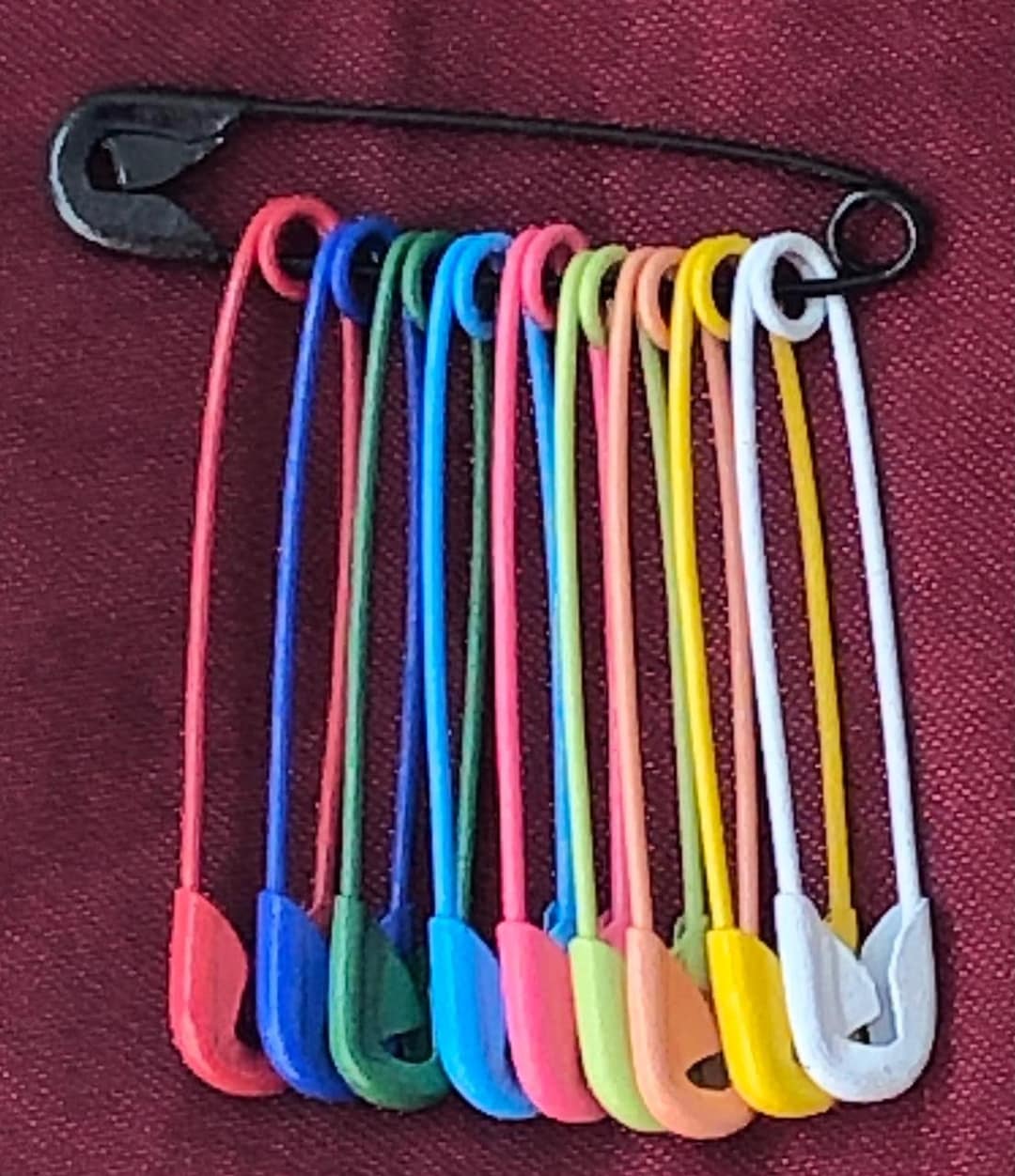 Colorful Stainless Steel Safety Pins Set of 10 Vibrant Colors 1.4 Inch ...