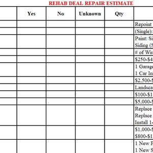Rehab Estimator Template - Etsy