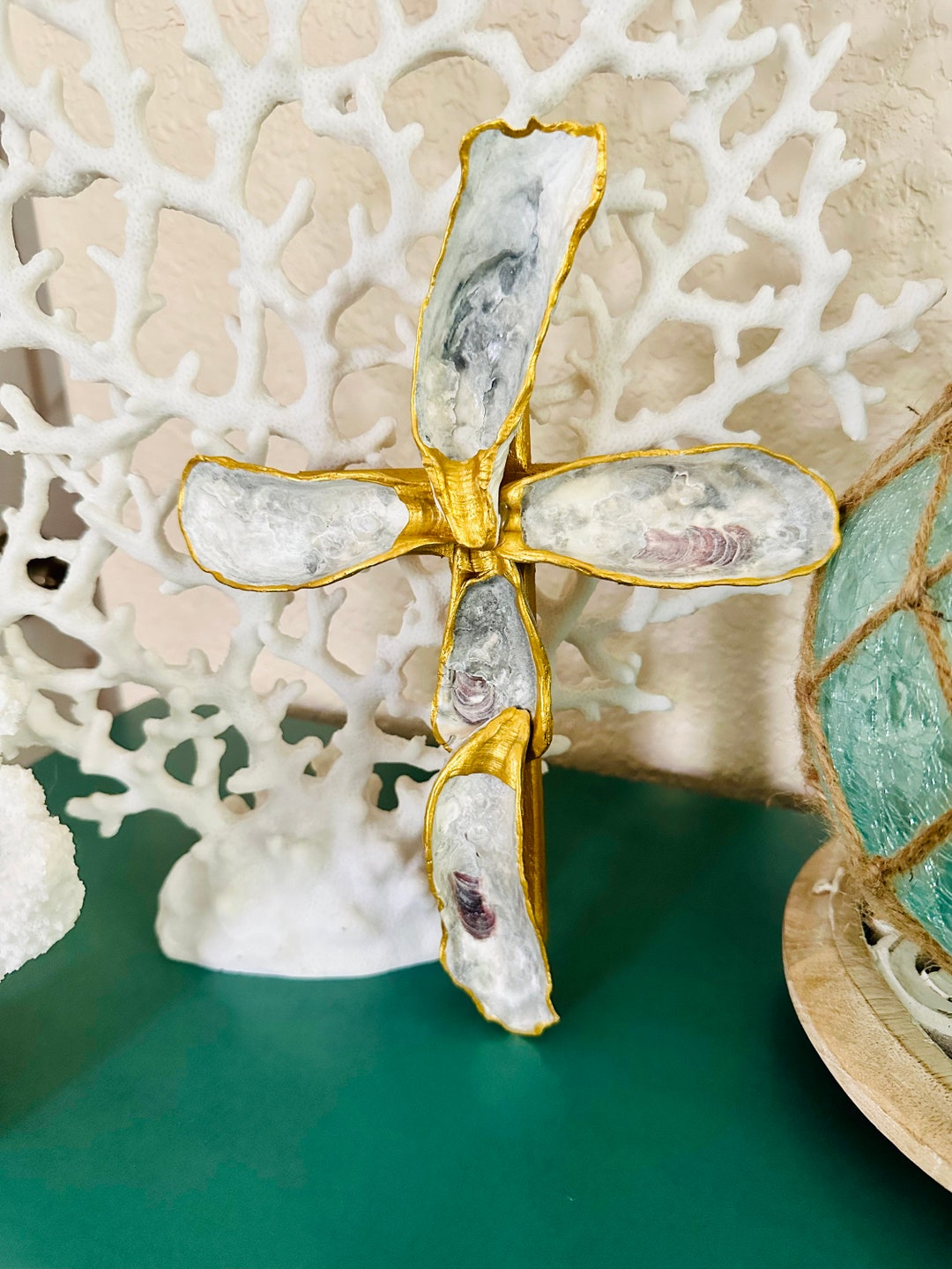 Oyster Shell Cross Wall Art, Coastal Decor, Housewarming/host/wedding ...