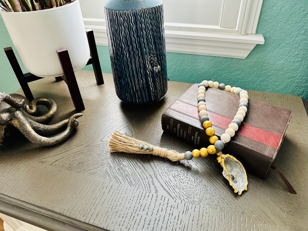 Open Ended Blessing Beads With Oyster Shell and Tassel, Gratitude Beads ...