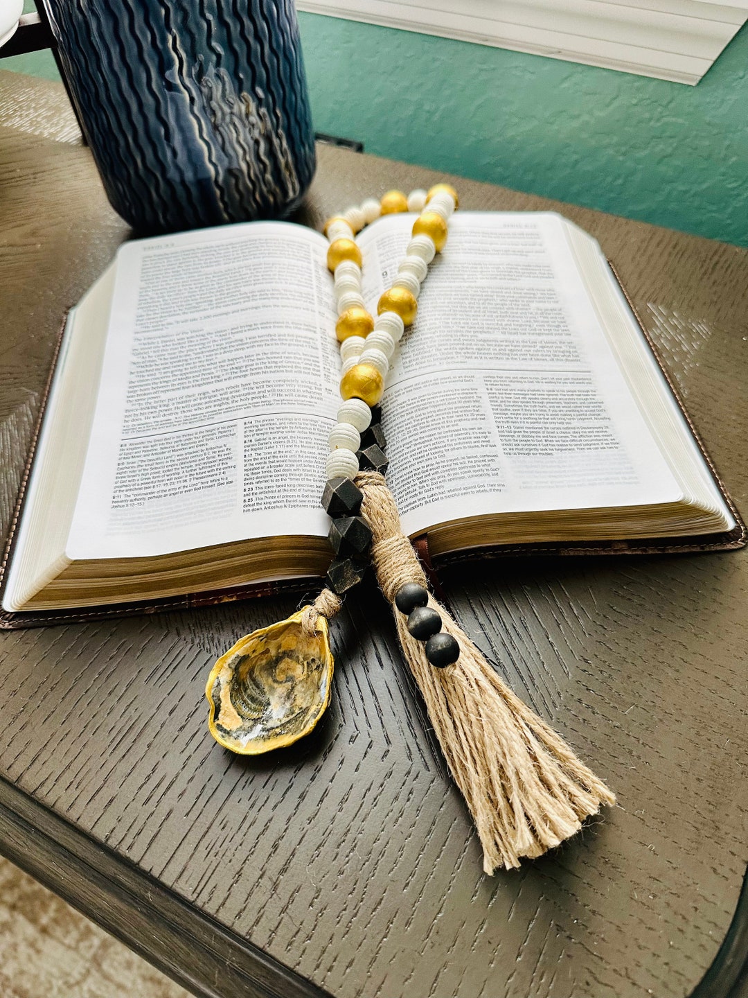 Open Ended Blessing Beads With Oyster Shell and Tassel, Gratitude Beads ...