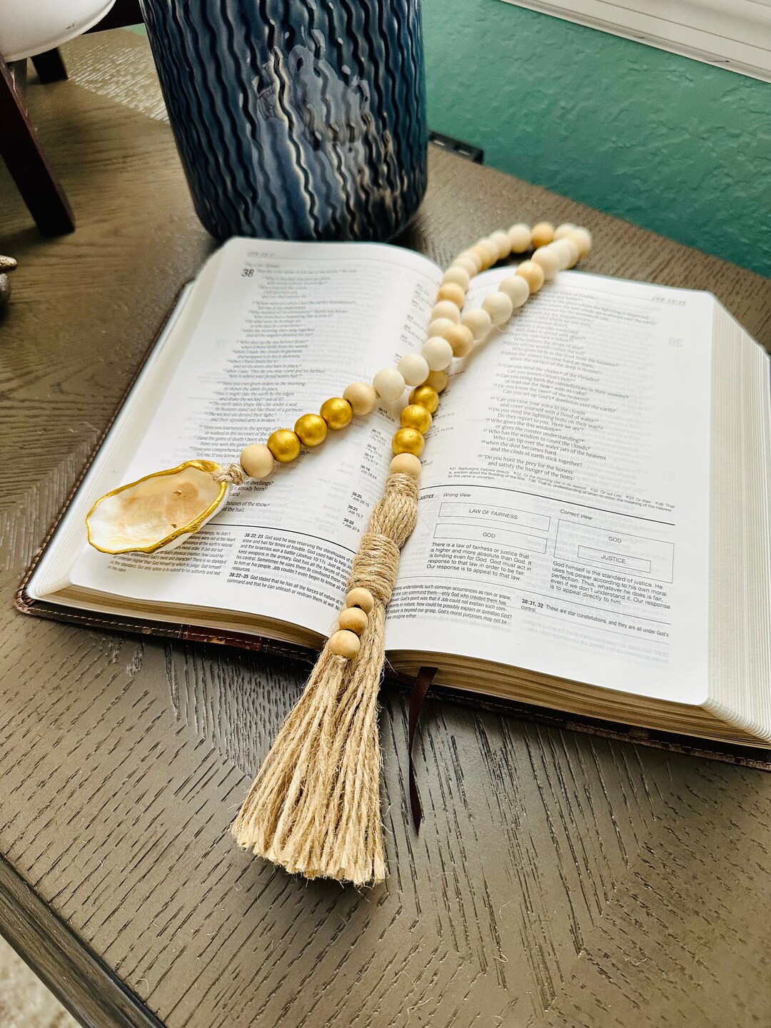 Open Ended Blessing Beads With Oyster Shell and Tassel, Gratitude Beads ...