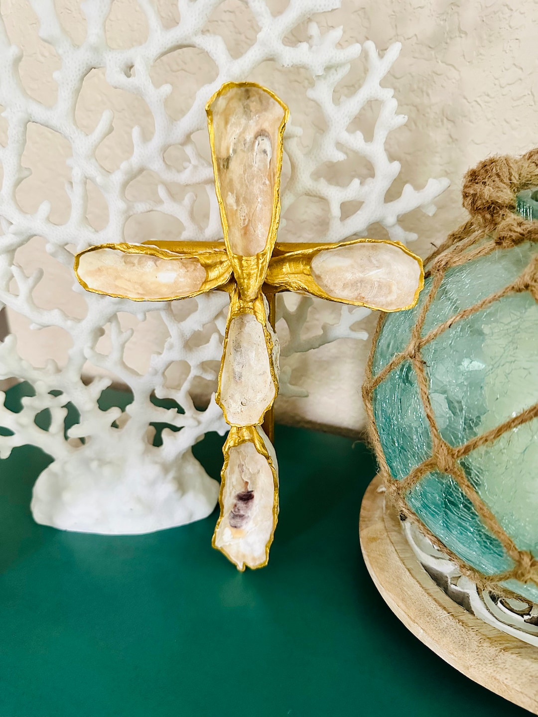 Oyster Shell Cross Wall Art, Coastal Decor, Housewarming/host/wedding ...