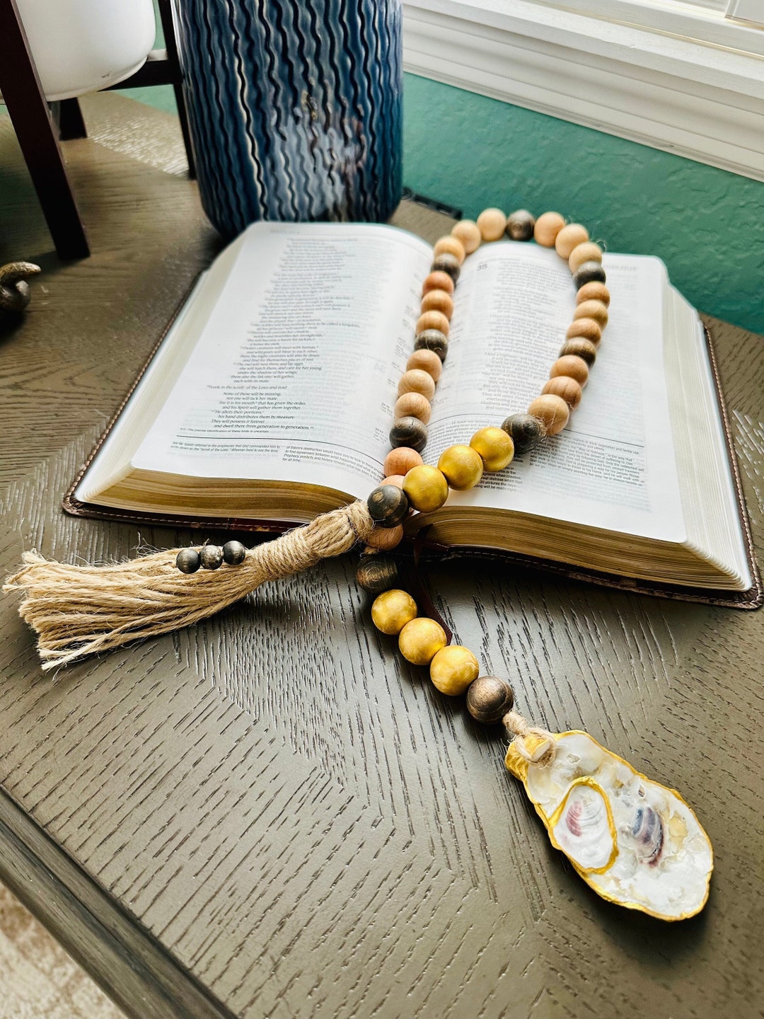 Open Ended Blessing Beads With Oyster Shell and Tassel, Gratitude Beads ...