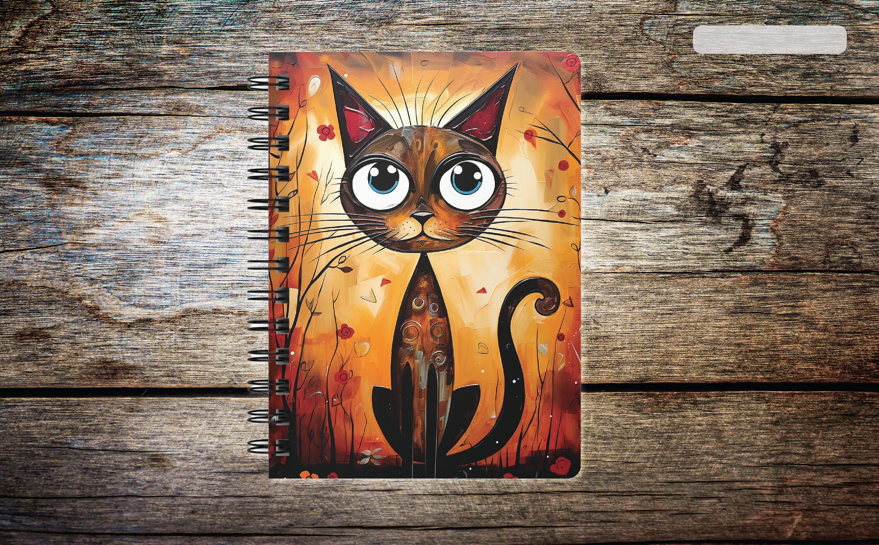 Autumn Cat Spiral Notebook Fall Painted Cat Style 5x7 Lined - Etsy