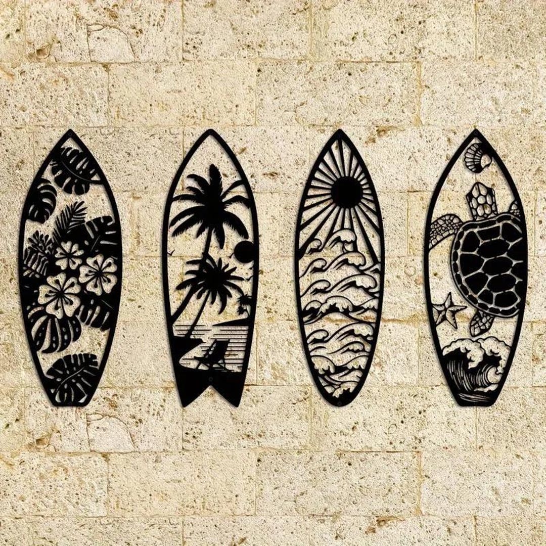 Stylish Surfboard Wall Art 4 Unique Beach Designs Coastal Home Decor ...