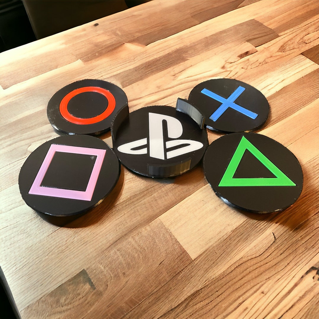 Playstation Coaster Set – 3D Printed Gamer Drink Coasters, Retro Gaming ...
