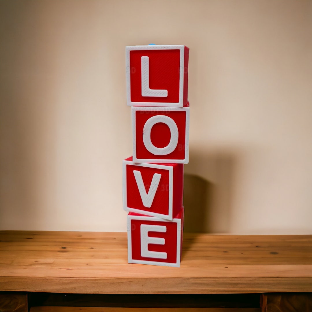 3D Printed Alphabet Block: Red Letter Decor, Valentine's Day Accent (2 ...