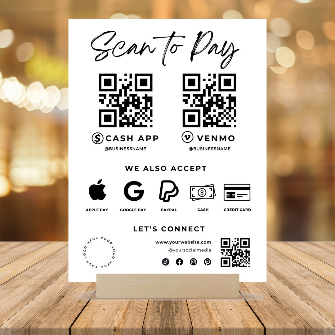 Scan to Pay Template, QR Code Sign Template, Social Media Sign, Venmo ...