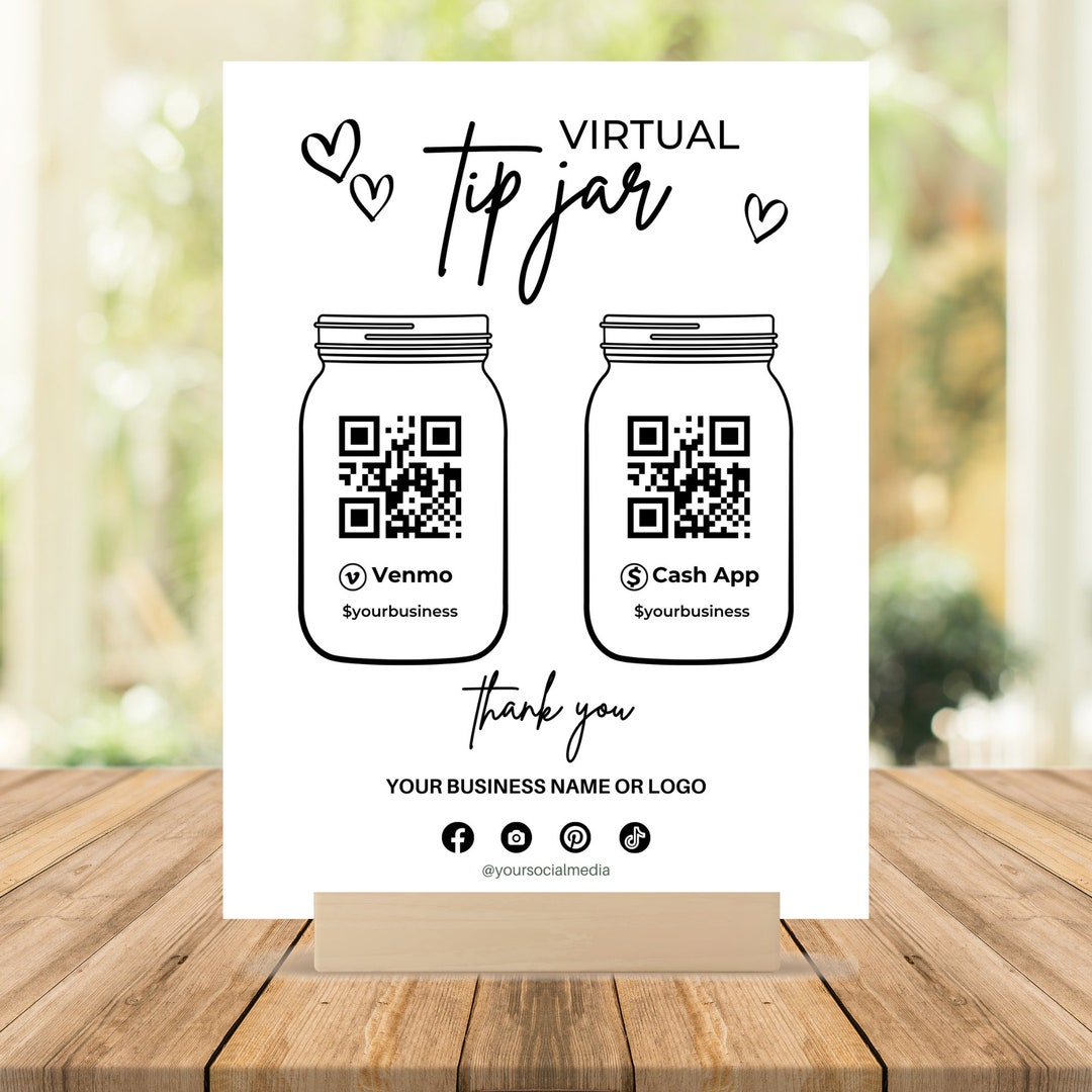 Plantilla de letrero de código QR, Plantilla de tarro de propinas ...
