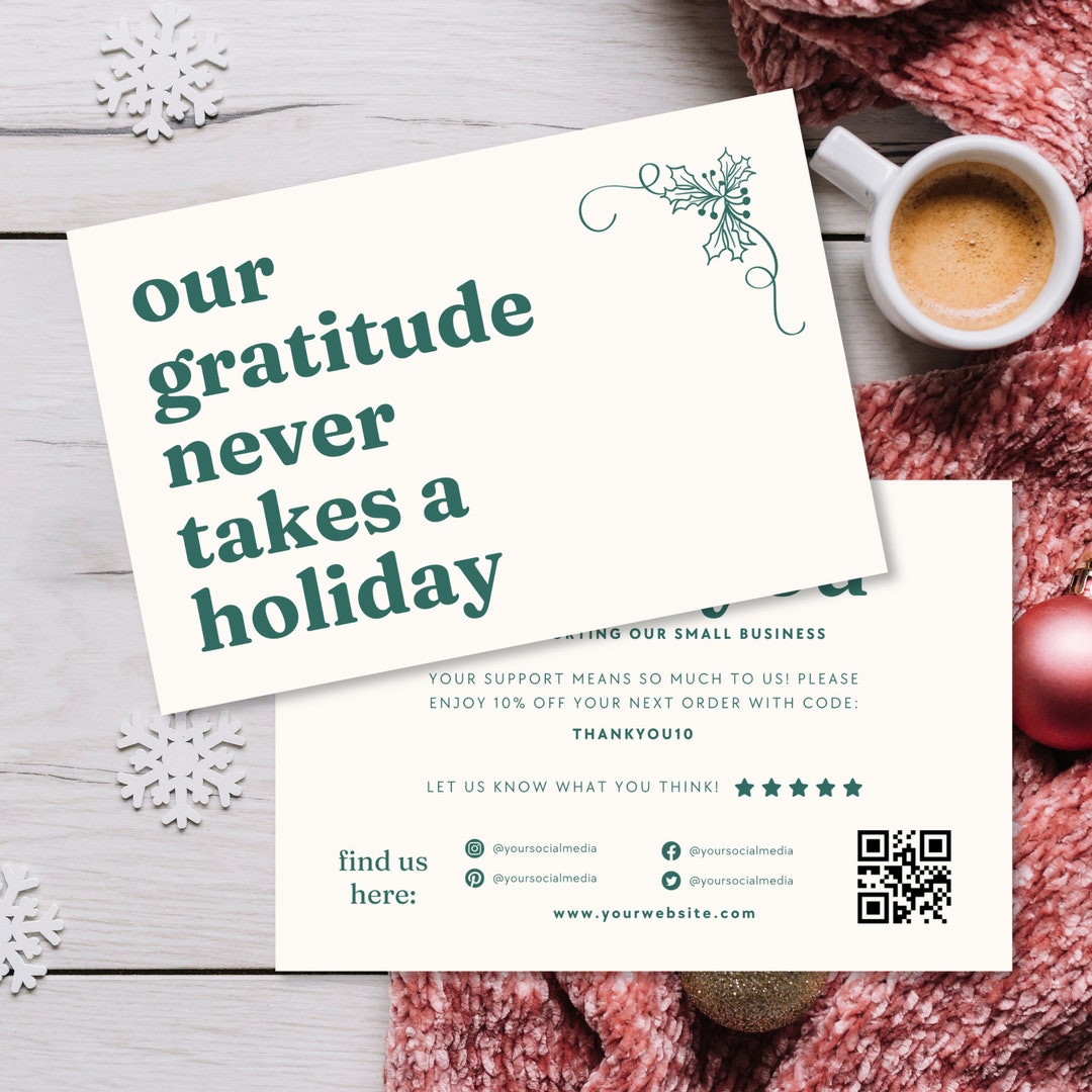 Modern Christmas Business Thank You, Holiday Printable, Seasonal ...