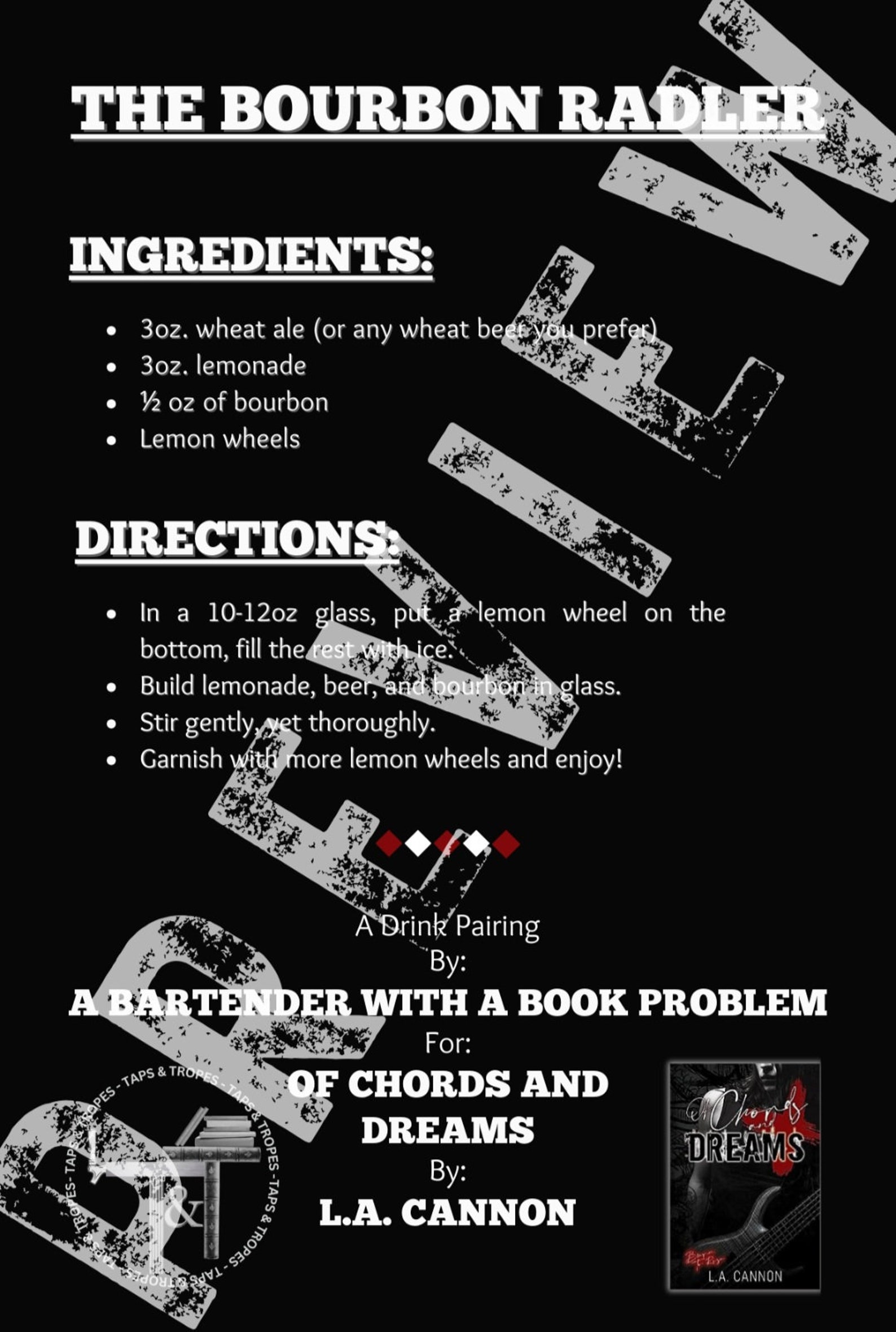 Drink Card the Bourbon Radler Drink Review of Chords & - Etsy