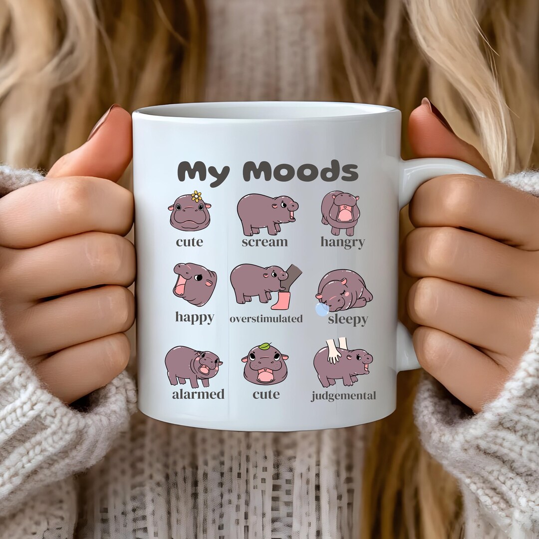 Moo Deng Mug Cute Moo Deng Mug Moo Deng Mood Expressions Moo Deng Gift ...