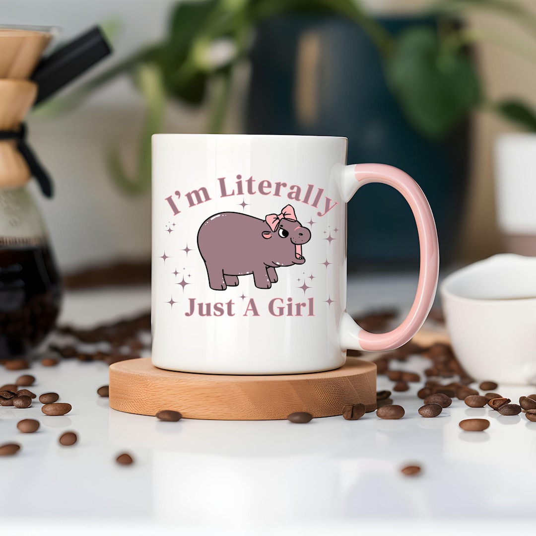 Personalized Cute Moo Deng Hippo Coffee Mug - I'm Literally Just A Girl ...