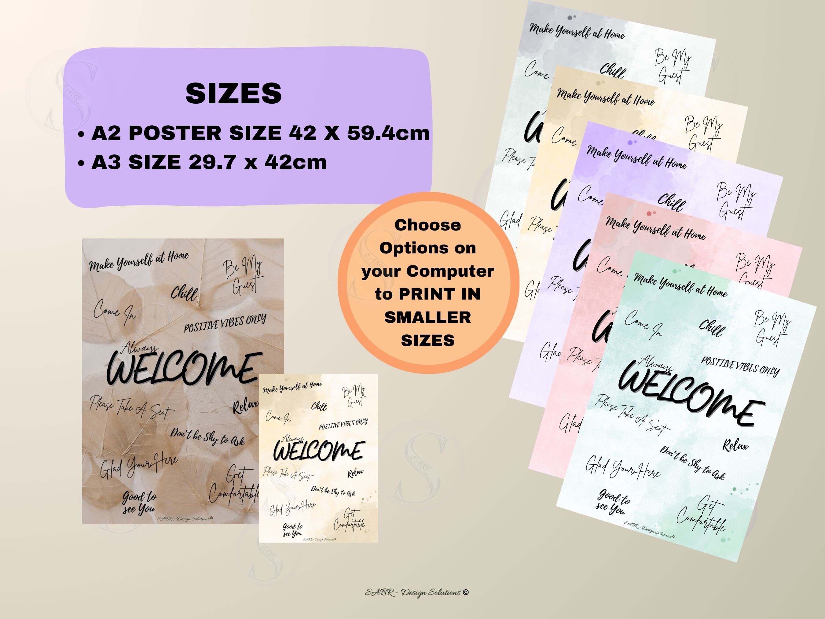 WELCOME Poster, Positive Welcoming Words Phrases, Home & Office ...