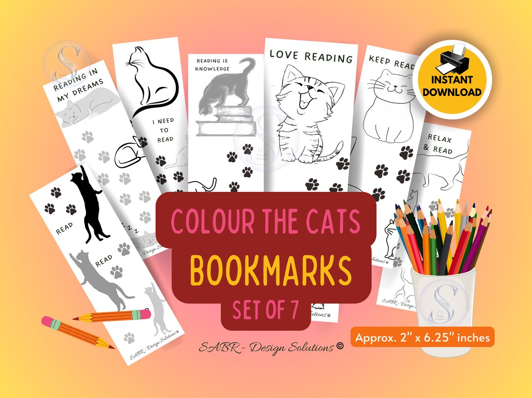 Coloring Cat Bookmarks – Kids' Craft Activity (digital Printable) - Etsy