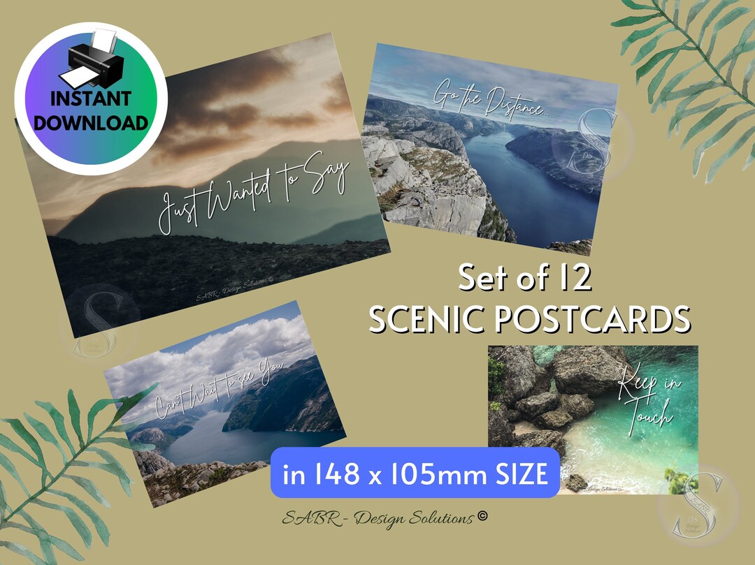 Scenic Mountain & Sea View Postcards - Set of 12 (digital Printable) - Etsy