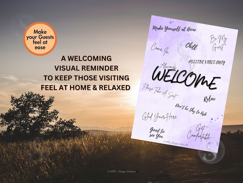 WELCOME Poster, Positive Welcoming Words Phrases, Home & Office ...