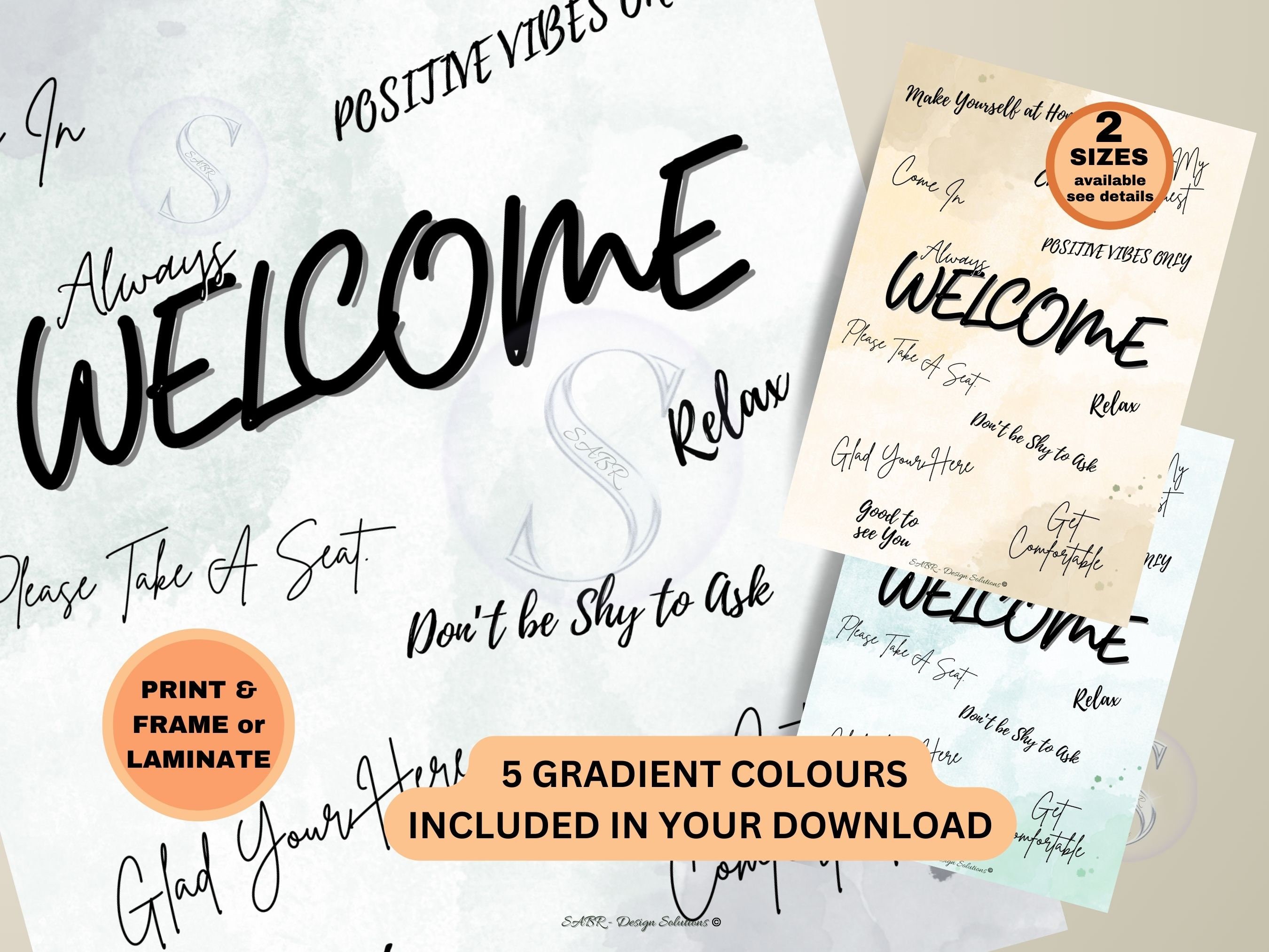 WELCOME Poster, Positive Welcoming Words Phrases, Home & Office ...