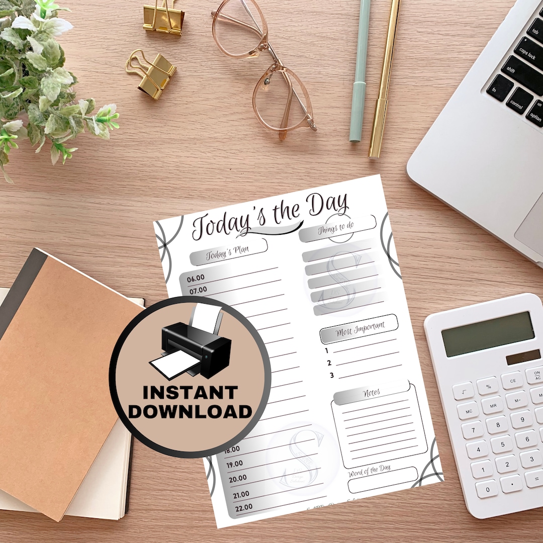 A4 Digital Daily Planner - Downloadable Today's the Day Schedule, Plan ...