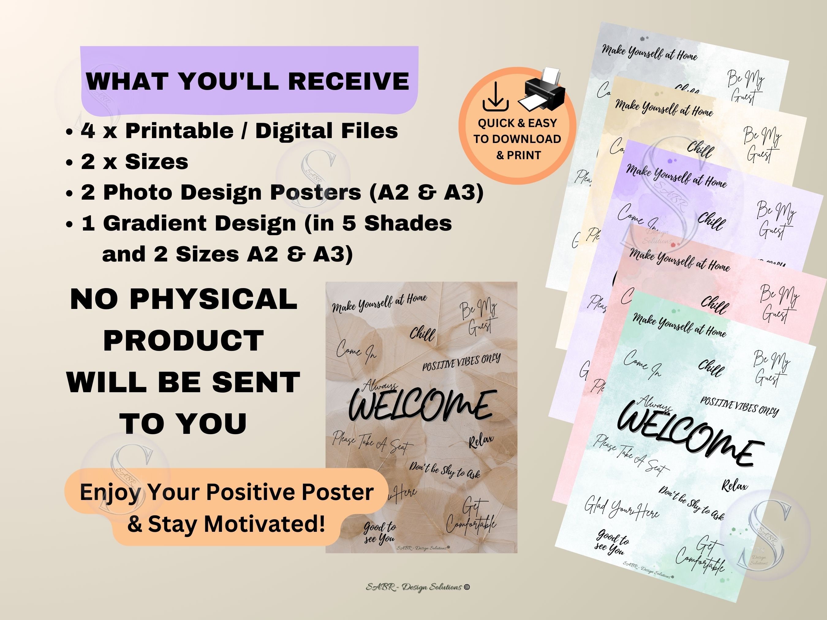 WELCOME Poster, Positive Welcoming Words Phrases, Home & Office ...