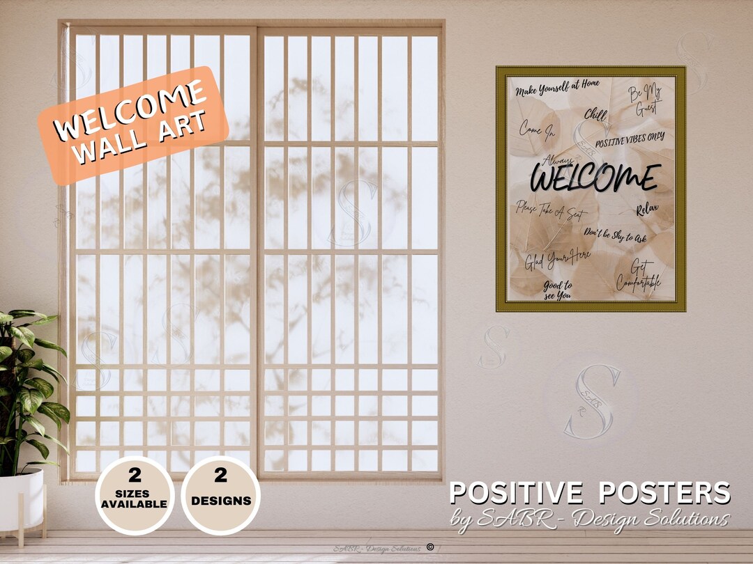 WELCOME Poster, Positive Welcoming Words Phrases, Home & Office ...