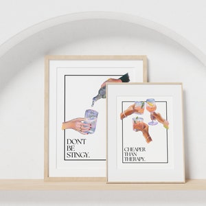 Cheaper Than Therapy Art Print | | Bar Cart Print | Cheers Print | Bar ...