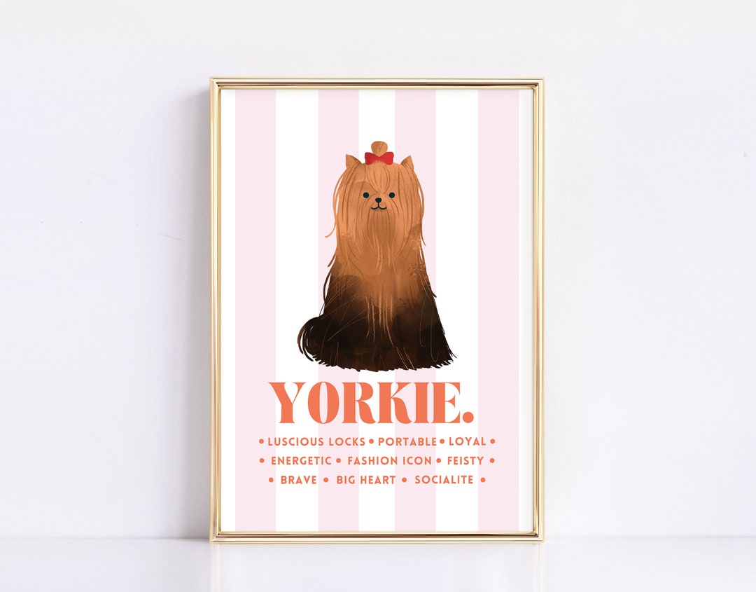 Yorkie Printable Wall Art | Yorkie Decor | Dog Lover Gift | Pink Art ...