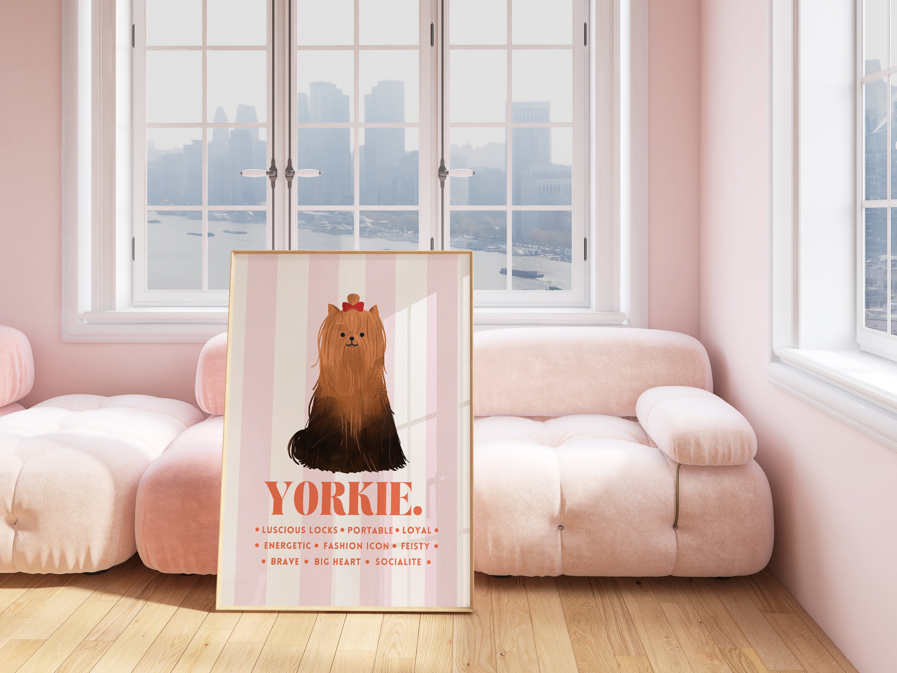 Yorkie Printable Wall Art | Yorkie Decor | Dog Lover Gift | Pink Art ...