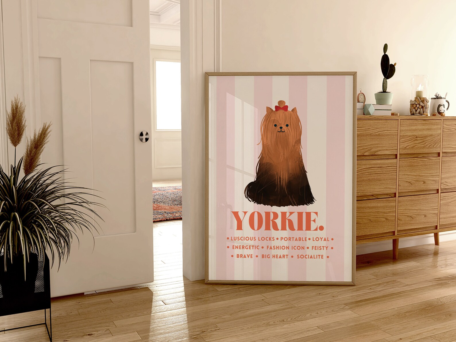 Yorkie Printable Wall Art | Yorkie Decor | Dog Lover Gift | Pink Art ...