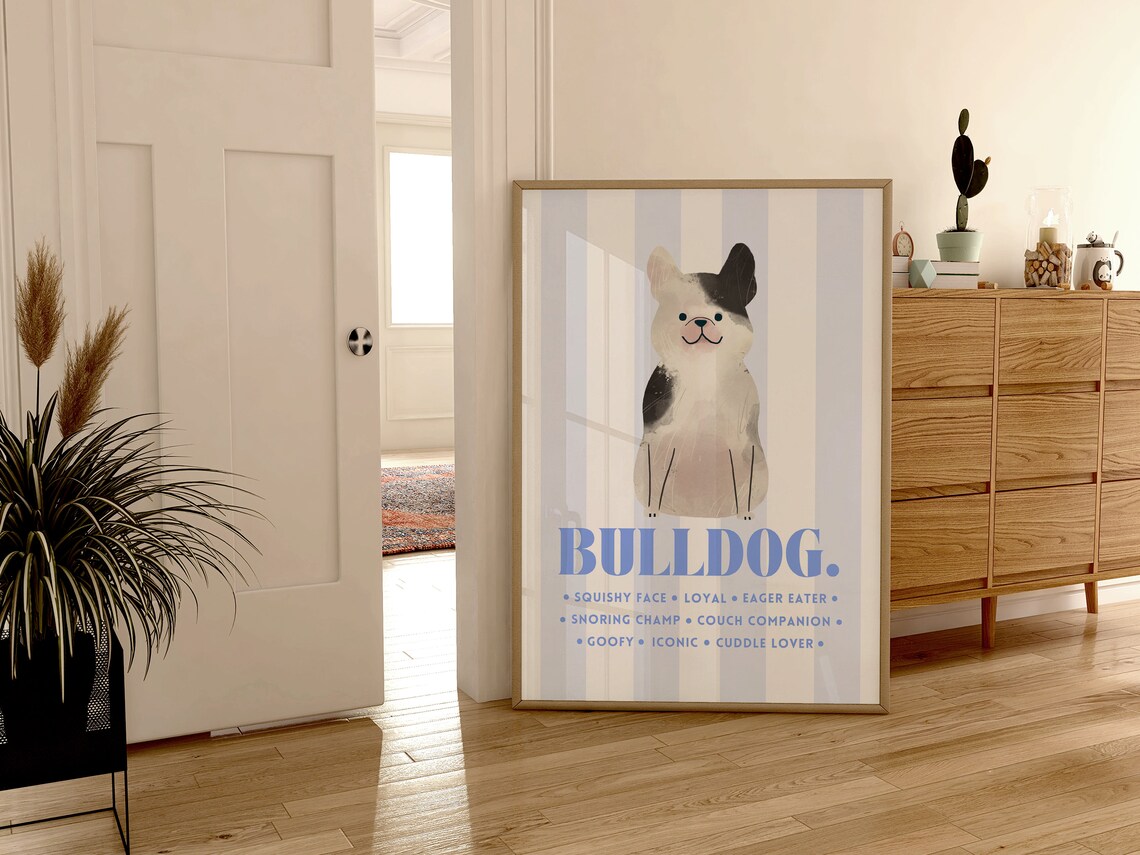 Bulldog Printable Wall Art | Bulldog Decor | Dog Lover Gift | Trendy ...