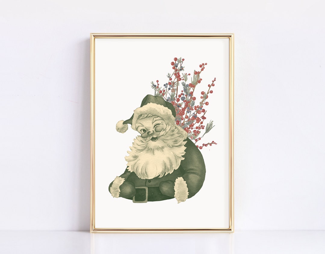 Vintage Santa Print | Christmas Decor | Christmas Santa | Christmas ...