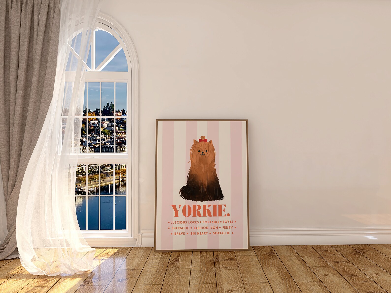 Yorkie Printable Wall Art | Yorkie Decor | Dog Lover Gift | Pink Art ...