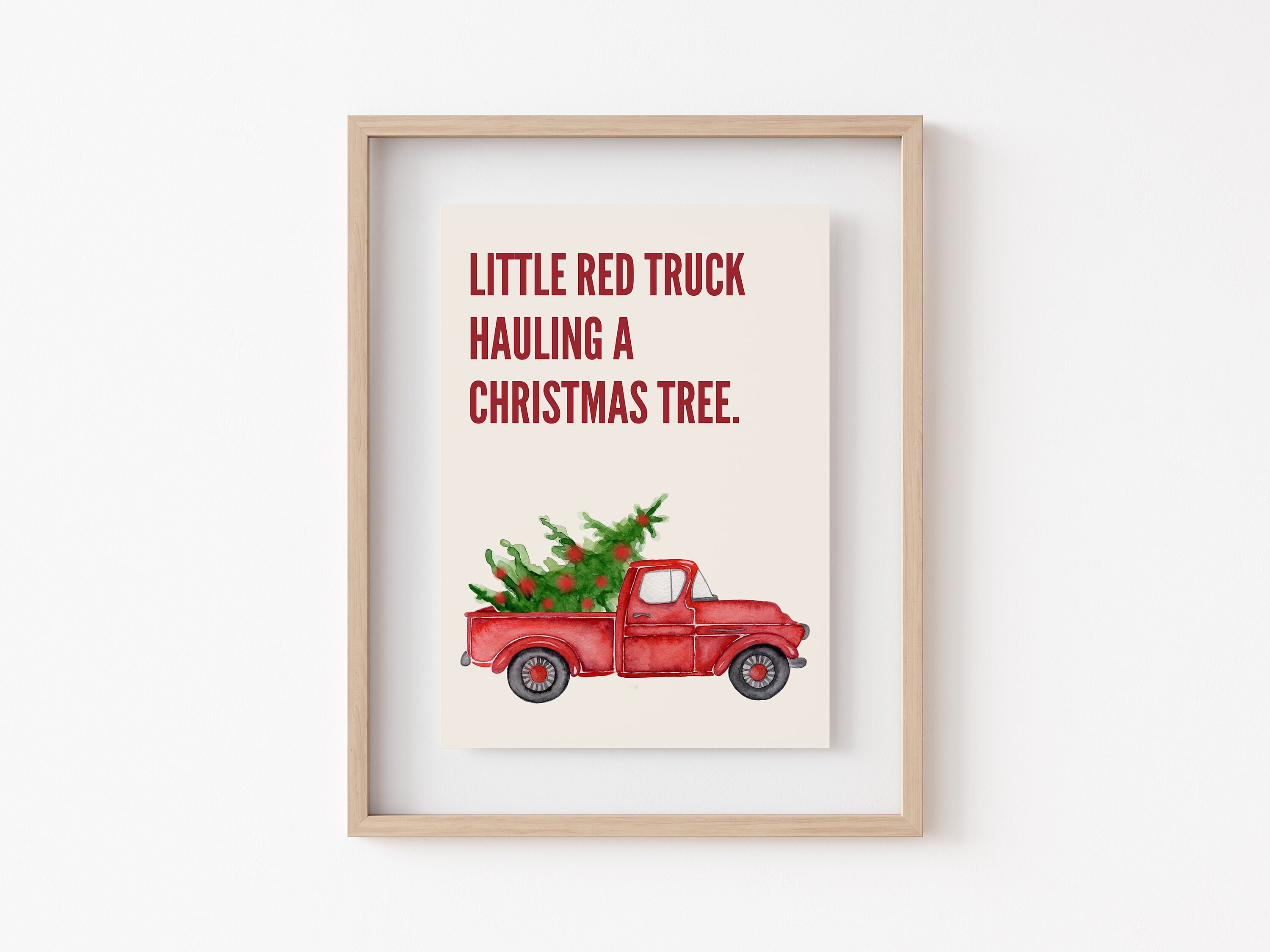 Little Red Truck Hauling A Christmas Tree | Christmas Decor | Trendy ...