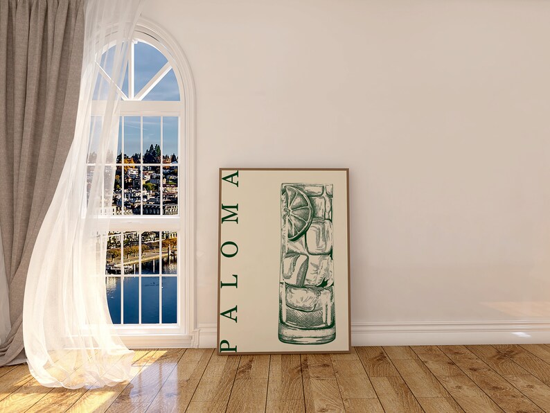 Minimalist Paloma Print | Bar Cart Wall Decor | Neutral Cocktail ...