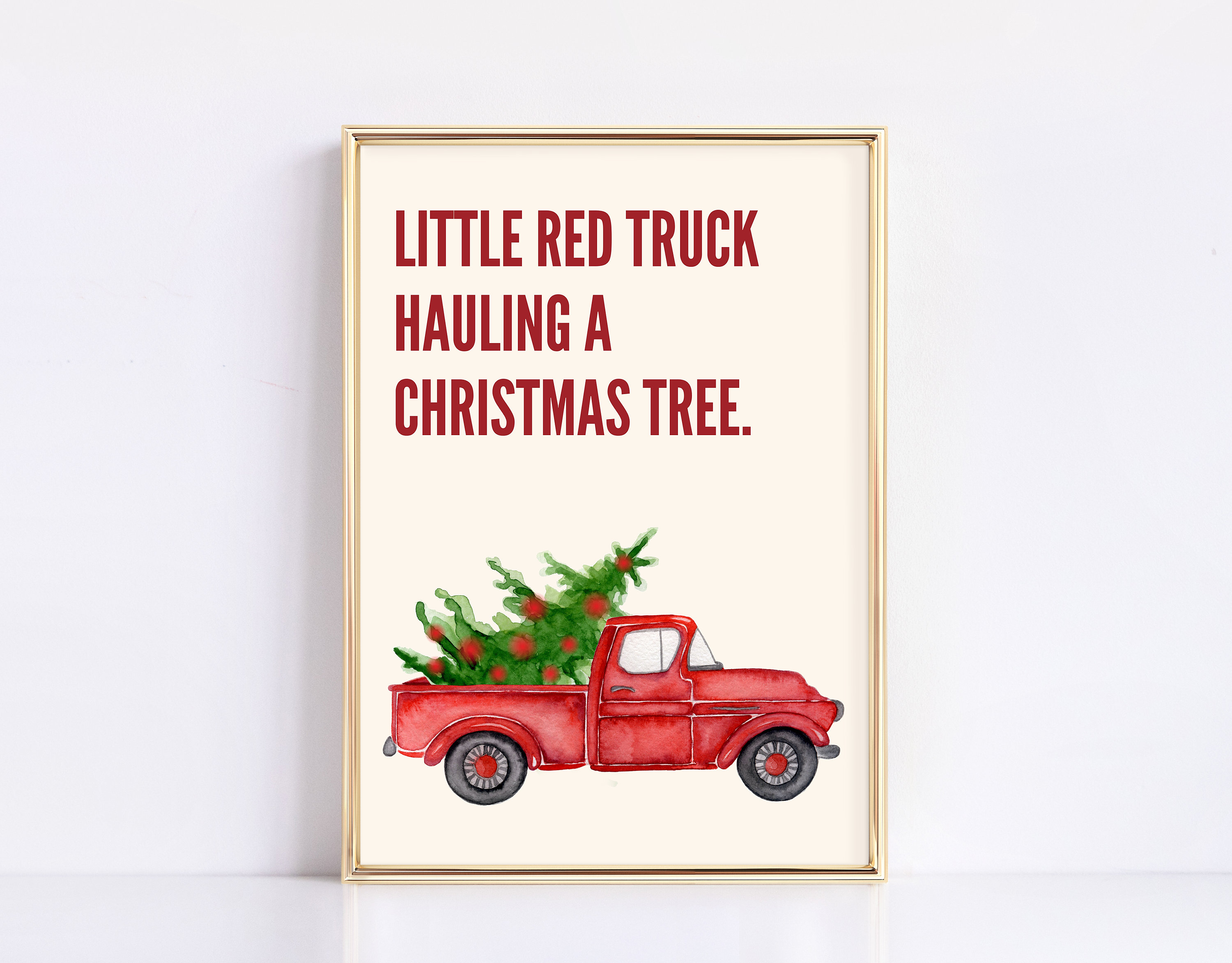 Little Red Truck Hauling A Christmas Tree | Christmas Decor | Trendy ...