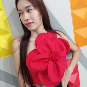 Red Floral Top: Custom Off-shoulder Party Crop - Etsy