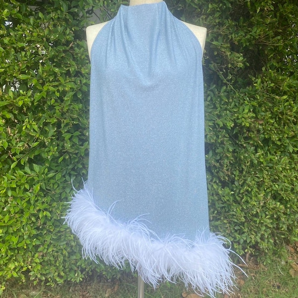Feathered Hem Dress - Etsy UK
