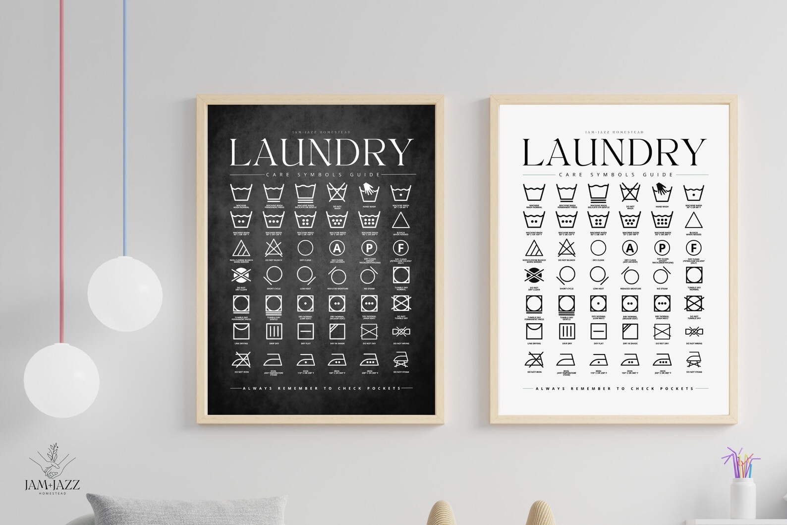 Laundry Room Care Guide Print, Printable Laundry Symbols Art, Laundry ...