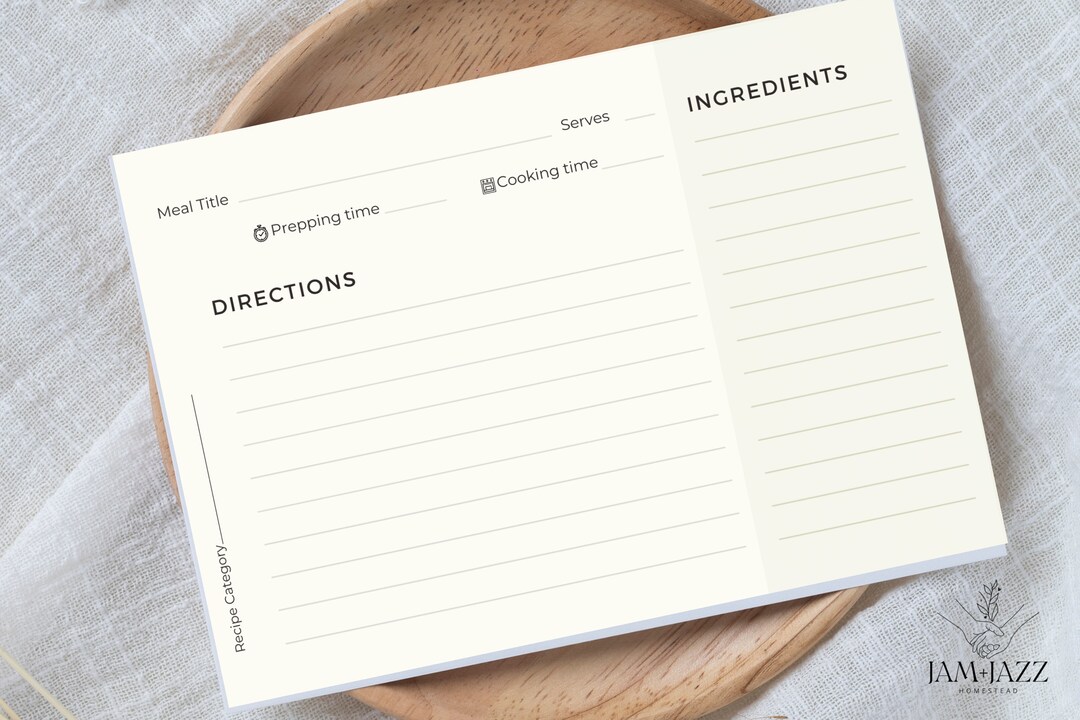 Recipe Card Template Download Minimalist, Modern Personalized Recipe ...