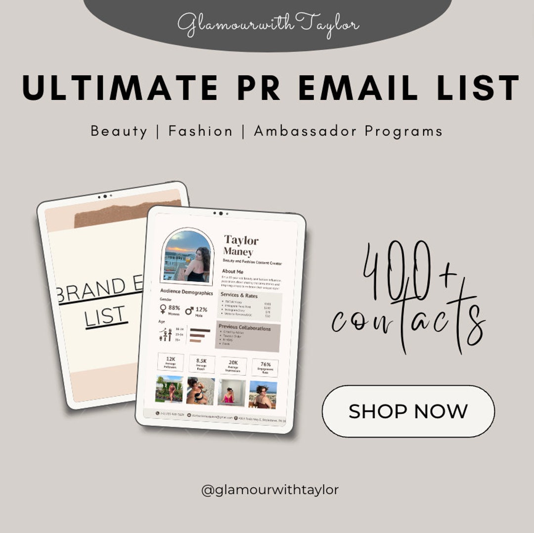 Influencer Insider: 400+ PR Brand Emails, Ambassador Secrets & Pitch ...